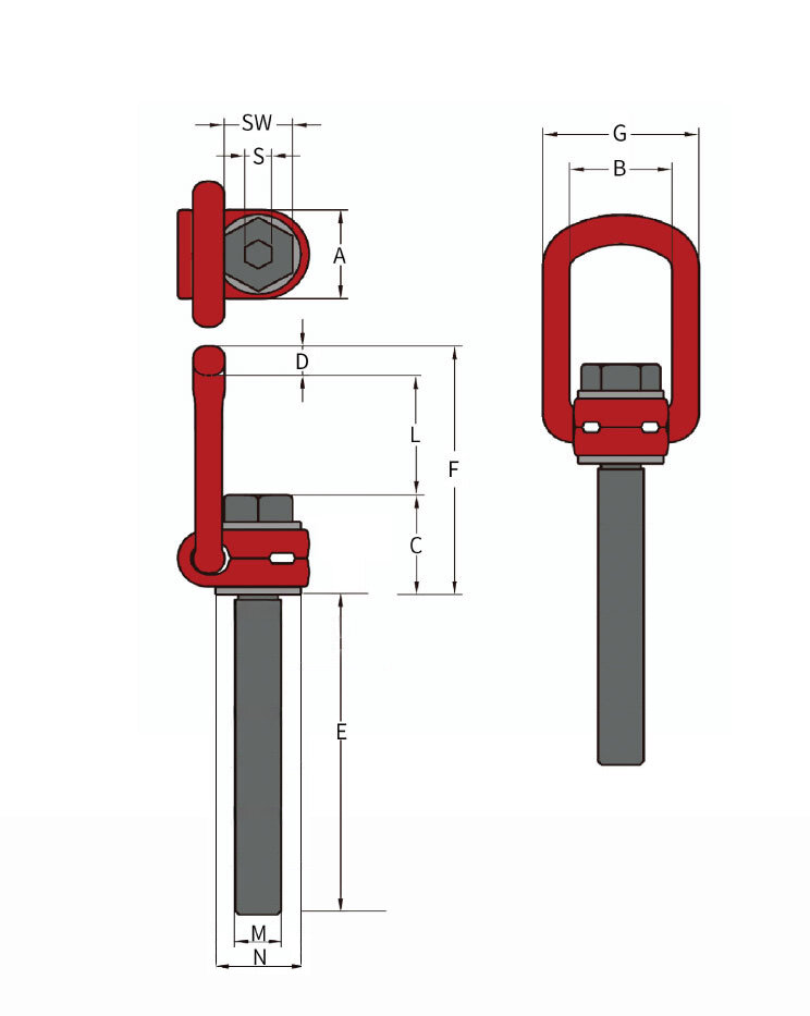 Lifting Point POWERTEX LPD with a long bolt | Powertex